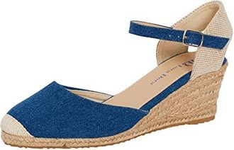 Lora Dora Sandales compensées en Toile de Jute pour Femmes avec Semelle à mémoire de Forme, Talons mi-Hauts, Espadrilles à la Mode avec Bride à la Cheville pour
