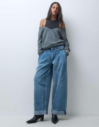 Asos Jeans mit Taschendetail im 80er-Jahre-Stil in hellblau