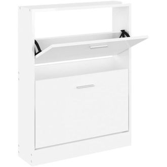 vidaXL Schuhschrank Hochglanz-Wei&szlig; 59x17x81 cm Holzwerkstoff Vidaxl