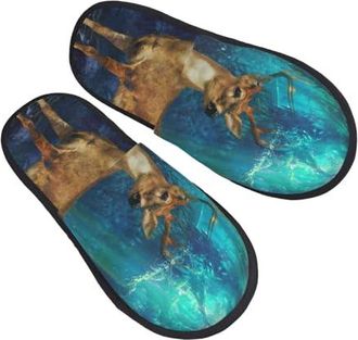 Generic Slippers Cerf Dans LArbre Fantaisie Unisexe Pantoufles De Maison Antid&eacute;rapant Chaussons Pour Int&eacute;rieur Homme Camping L