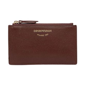 Emporio Armani Pebbled Leather Zip Wallet - - Accessories - Damen - Braun - ONE SIZE