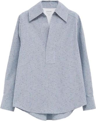 Bottega Veneta Femme, Blouses et Chemises, Bleu, Taille: 34 FR Chemise boutonn&eacute;e &agrave; rayures textur&eacute;es coupe d&eacute;contract&eacute;e