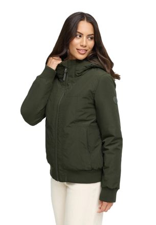 Marikoo Damen Winterjacke (XS-XXL) - wind- und wasserabweisend, mit Kapuze, weiches Fleecefutter - N084 - DarkOlive Gr&ouml;&szlig;e XL - Gr.XL
