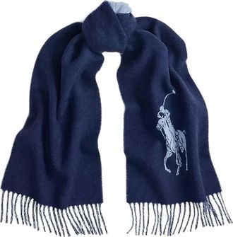 Polo Ralph Lauren écharpe à franges et motif - Bleu