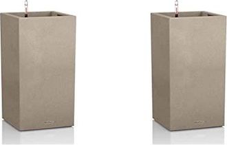 Lechuza Komplett-Set für den Garten 40x40x76 cm beige & Canto Stone 30 high, Sandbeige, Hochwertiger Kunststoff, Inkl. Bewässerungssystem, Herausnehmbarer Pfl