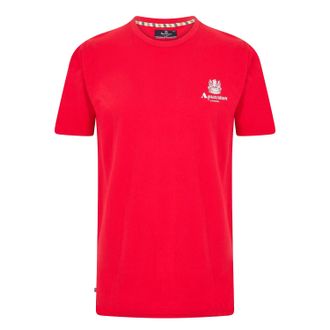 Aquascutum London T-Shirt f&uuml;r Herren, Rundhalsausschnitt (Rot/Wei&szlig;)