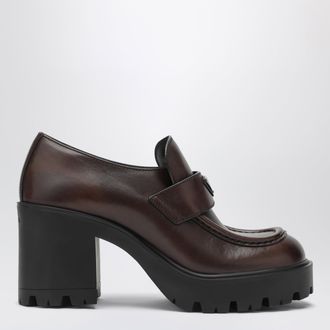 Prada Braune Loafer mit Plateau und Absatz