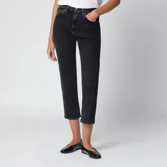 Toteme Dunkelgraue kn&ouml;chellange Jeans mit Washed-Effekt