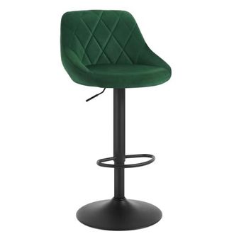 Woltu 1 x Tabouret de Bar en Velours Hauteur r&eacute;glable,Vert Fonc&eacute; BH219dgn-1