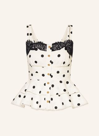 Self Portrait Self-Portrait Blusentop Aus Leinen Mit Spitze weiss