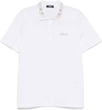 Versace polo &agrave; logo brod&eacute; - Blanc