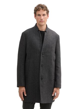 Tom Tailor Herren 1042405 3-Knopf Wollmantel mit Stehkragen, 32525-Grey Big Herringbone Optic, XXL