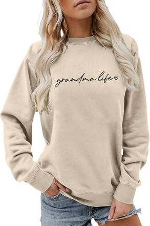 Generic 2026 Printemps Automne Hiver Pull Imprim&eacute; D&eacute;contract&eacute; Manches Longues Col Rond Pull Polaire Doux Mode Pour Un Usage Quotidien, beige, XXL