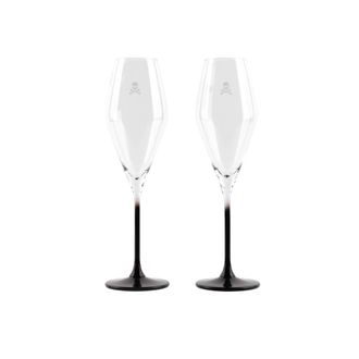 Scalpers Home | 2er Set Champagnerfl&ouml;te | Fassungsverm&ouml;gen 182 ml | Totenkopf-Design in Schwarz | Gl&auml;ser aus Glas hergestellt