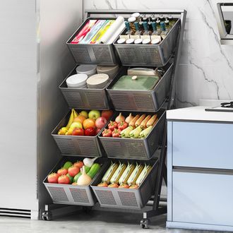 Generic Küchenwagen Snack-Organizer Süßigkeiten-Ausstellungsständer Einzelhandels-Ausstellungsständer Marktregal, 3-4-stufiger Obstkorbständer Küchenrollwagen