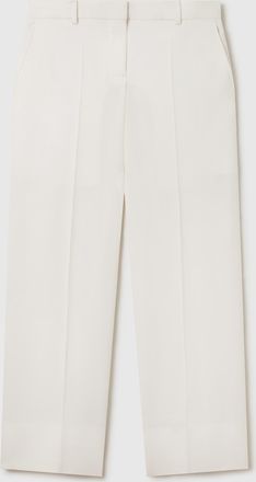 Stella McCartney Pleated Straight-Leg Trousers, Woman, Cream, Size: 42