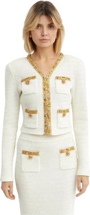 Self Portrait Femme, Pulls, Blanc, Taille: 38 FR Cardigan Crème avec Encolure Coeur