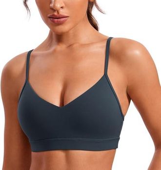 CRZ YOGA Butterluxe V Cou des Sports Bras pour Femmes Ajustable Rembourré Yoga Soutien-Gorge True Navy 42