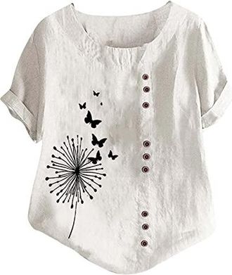 Generic HUIFUAO Chemise Lin Femme Tee Shirt Noir Femme Tee Shirt Oversize Femme Tee-Shirt Femme Tshirt Femme Grande Taille Chemise a Carreaux Femme t Shirt Fe