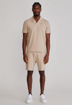 Siksilk Herren Beige Polo- und Shorts-Set XXL