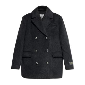 Ganni Doppelreihiger Mantel - - Coats - Damen - Grau - L/XL