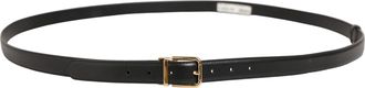 Dolce & Gabbana Leather with Gold-Tone Metal Buckle Belt - Black