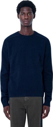 Maison Margiela Homme, Pulls, Bleu, Taille: 2XL Pull en laine &agrave; col rond