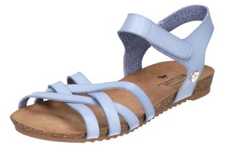 Mustang Jeans Damen Sandale Flechtoptik Klett Korkoptik 1307-811, Gr&ouml;&szlig;e:41 EU, Farbe:Blau