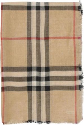 Burberry Femme, Accessoires, Beige, Taille: ONE Size Check Scarf Frayed Edge