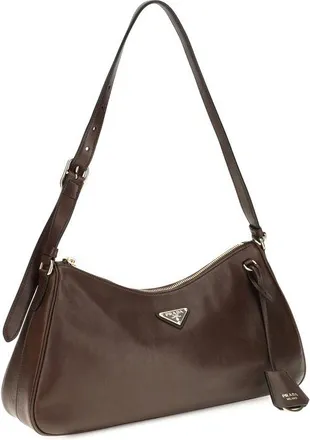 Prada Womens Brown Calf Leather Bos Taurus Shoulder Bag