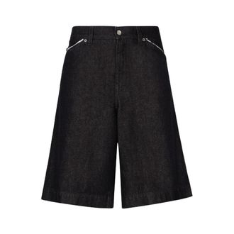 Dolce & Gabbana Schwarze Denim Bermuda Shorts mit Logo Plaque - - Shorts - Herren - Schwarzk - M