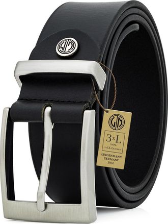 Lindenmann G&uuml;rtel Herren Lederg&uuml;rtel Herren Herren G&uuml;rtel, Echter Voll-Lederg&uuml;rtel XXL, B&uuml;ffelleder, schwarz, Gr&ouml;&szlig;e/Size:Bundweite 145 cm Gesamtl&auml;nge 160 cm W 57