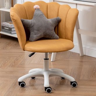 Generic Samt-Schreibtischstuhl Mit Muschelr&uuml;cken - Verstellbarer Drehstuhl for Das Heimb&uuml;ro Oder Den Schminktisch(/Yellow B)