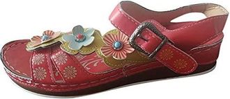 Generic Sandales compens&eacute;es pour femme - Style r&eacute;tro - Motif floral - Chaussures boh&eacute;miennes &agrave; enfiler - Sandales de marche d&eacute;contract&eacute;es - Style ethnique - C