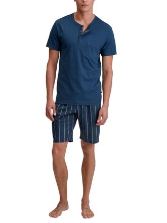 CALIDA Relax Imprint Kurz-Pyjama Herren, aus 100% Baumwolle, pflegeleicht, elastisch und formstabil, in Single Jersey