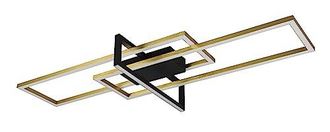 Trio Plafonnier, Salinas incl. 1 x LED,SMD,34,0 Watt,3000K,3900 Lm. Corps: M&eacute;tal, Laiton mat L:100,0cm, L:40,0cm, H:11,5cm R&eacute;glable avec interrupteur,IP20,