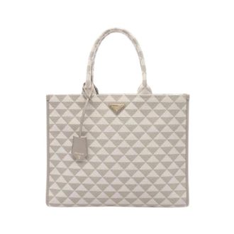 Prada Pre-owned Triangolo Jacquard Symbol Embroidery Canvas Tote Bag - - Pre-owned - Damen - Grau - ONE SIZE