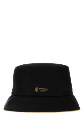 Prada Womens Black Re-Nylon Reversible Bucket Hat Nero+cammell Cappelli E Fasce Per Capelli