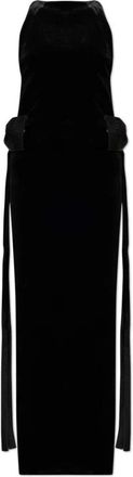 Self Portrait Robe Longue en Velours &agrave; Noeuds Lat&eacute;raux - Femme - Robes - Noir - Taille: 40 FR