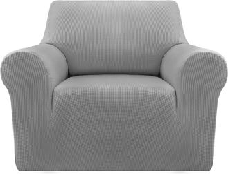 Deconovo Sofabezug Sofa Überzug Sofaüberwurf Cover Sesselbezug Sofahusse Abdeckung Super Elastisch Stretch Jacquard, 1-Sitzer(80-120cm), Hellgrau