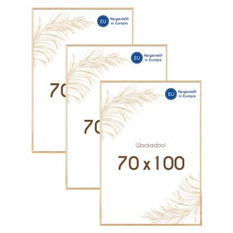 Wackadoo Bilderrahmen 70x100 natur 3er Set Holz Bilderrahmen Set Fotowand Fotorahmen mit bruchsicherem Acrylglas Italienisches Holz Picture frame