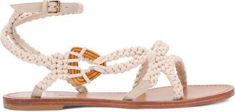 Alberta Ferretti Femme, Chaussures, Blanc, Taille: 39 EU Sandale &eacute;l&eacute;gante avec d&eacute;tails dor&eacute;s et tresses
