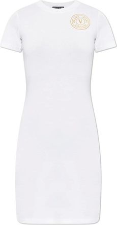 Versace Jeans Couture Femme, Robes, Blanc, Taille: 38 FR Robe avec logo imprim&eacute;