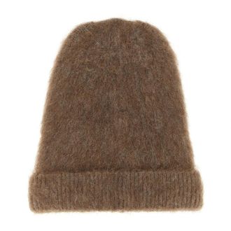 Maison Margiela Rippstrickm&uuml;tze mit Umschlag - - Accessories - unisex - Braun - M