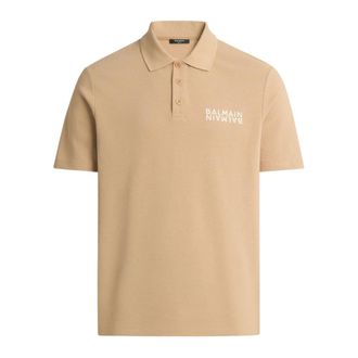 Balmain Besticktes Spiegel-Polohemd - - Tops - Herren - Beige - S
