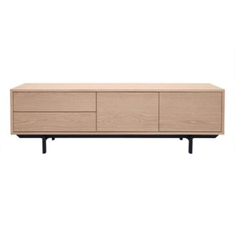 Miliboo Miliboo - Meuble tv finition bois ch&ecirc;ne avec rangements ferm&eacute;s L160 cm manny