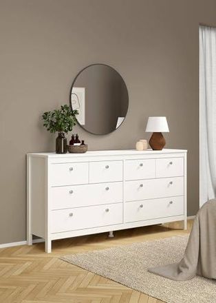 Dmora Kommode Josette, Wohnzimmerbuffet, Wohnzimmer-Sideboard, Moderne K&uuml;chen-Speisekammer, 160x38 h80 cm, Wei&szlig;