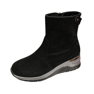 Generic Bottines pour femme &agrave; talon compens&eacute; - Style d&eacute;contract&eacute; - En daim synth&eacute;tique - Couleur unie - &Eacute;l&eacute;gantes - Antid&eacute;rapantes - Fermeture &eacute;clair lat&eacute;rale