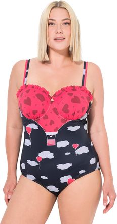 Ulla Popken Damen Chloe, Valentines Edit Badeanzug, Schwarz, 54 EU