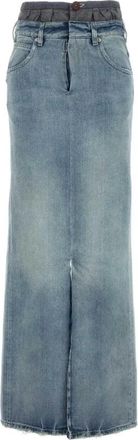 Maison Margiela Femme, Jupes, Bleu, Taille: 32 FR Maxi Jupe en Jean avec Fente